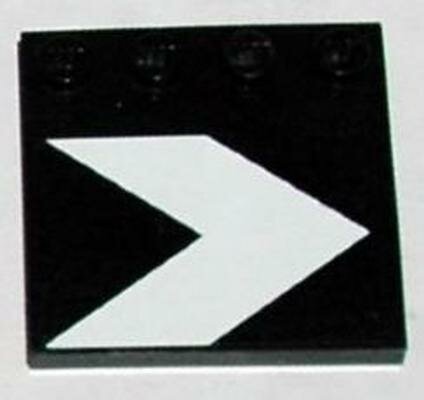Деталь Lego 6179pb060 Tile, Modified 4 x 4 with Studs on Edge with White Chevron Pattern (Sticker) - Set 10188