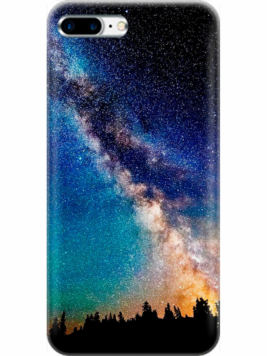 Силиконовый чехол на Apple iPhone 8 Plus / 7 Plus / Эпл Айфон 7 Плюс / 8 Плюс с рисунком "Лес и звезды"
