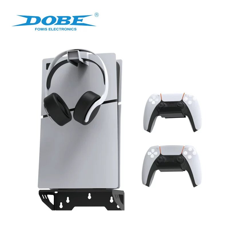DOBE PS5 Настенный крепеж, черный для PlayStation 5 Slim, надежный и регулируемый кронштейн