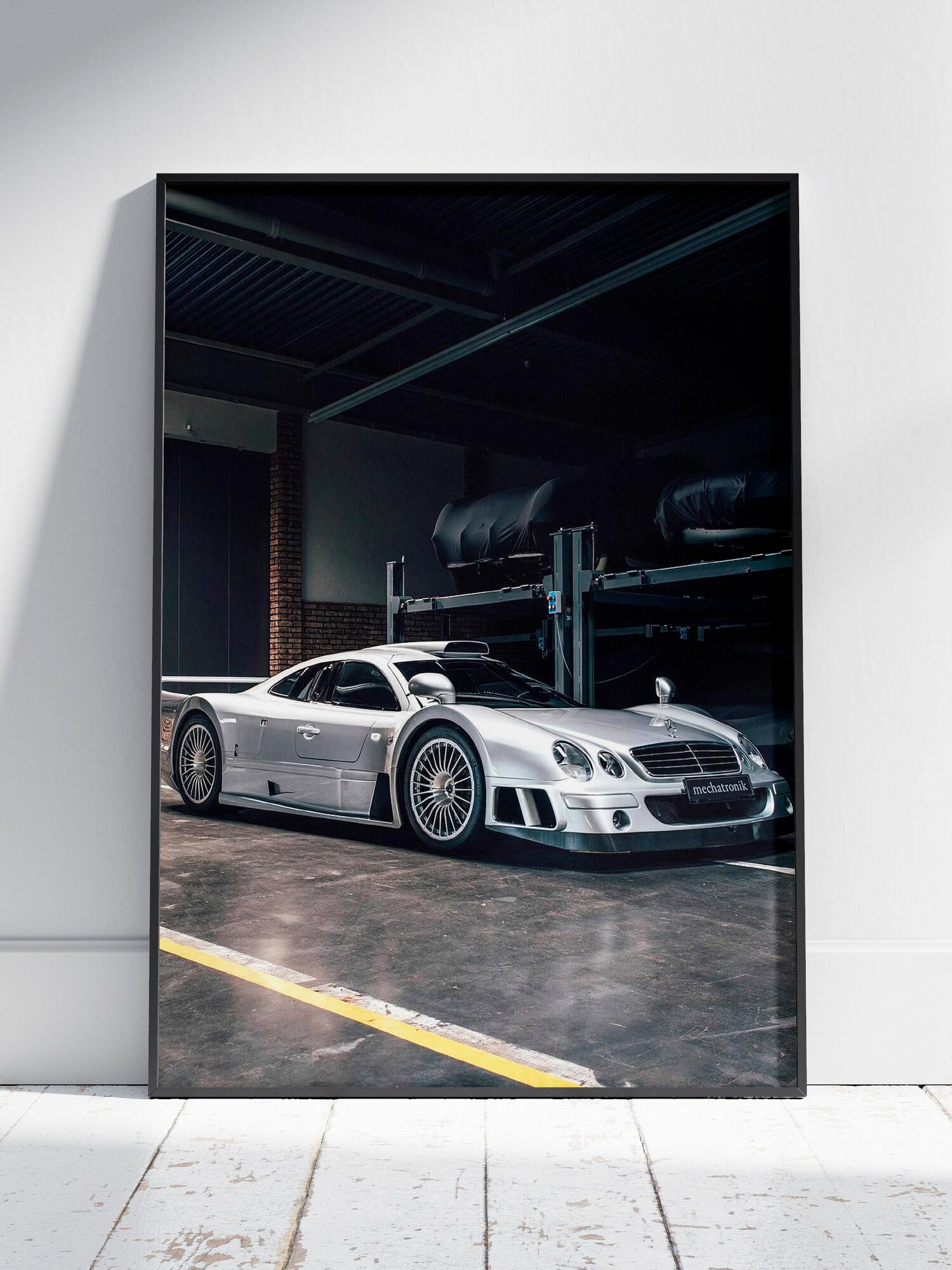 Плакат на стену для интерьера Легенды Авто (Мерседес Бенц CLK GTR - Mercedes Benz CLK GTR 2) - Постер по машине формата A4 (21x30 см)