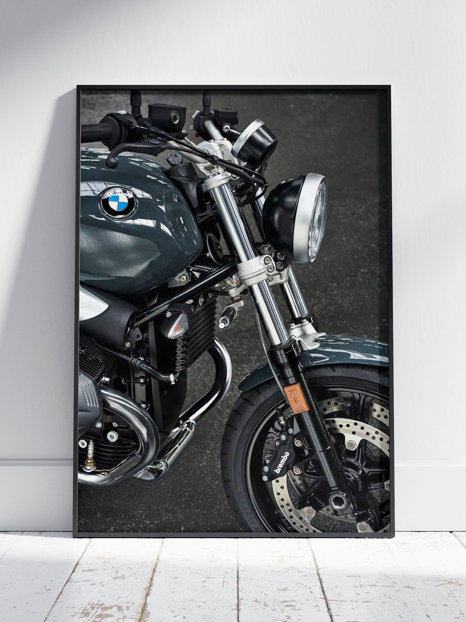 Плакат на стену для интерьера Мотоцикл (BMW R nineT 3) - Постер по мото и байкам формата A3 (30x42 см)