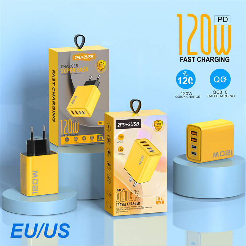 Зарядное устройство. общая мощностью 120 Вт, с двумя портами USB + dual Type-C PD. на выходе 12W