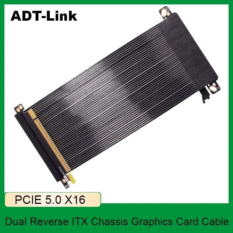 ADT-Link PCIE 5.0 X16 Кабель адаптера двойной обратной графической карты для шасси ITX GEN5 высокоскоростной без потерь GPU аксессуары для игровых ПК JHH-16AB5-R-10cm