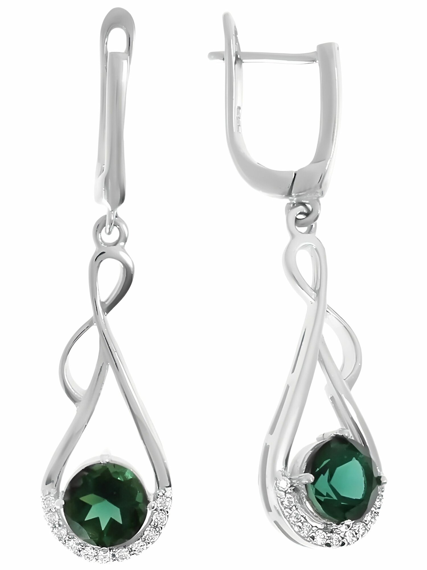 Серьги Balex, серебро, 925 проба, родирование, фианит, шпинель синтетическая