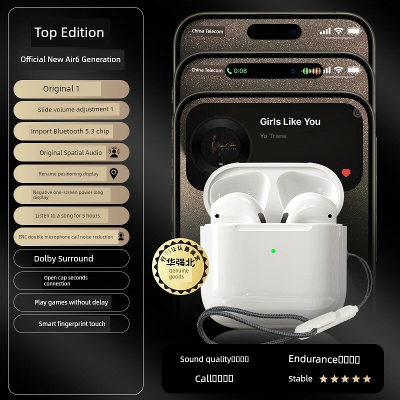 Наушники Air6 поколения с HiFi звучанием, точной локализацией и нулевой задержкой