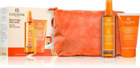 Набор парфюмерныи Collistar Sun Kit, косметичка, гель для душа после загара 150 мл, сухое масло для загара spf 6 150 мл