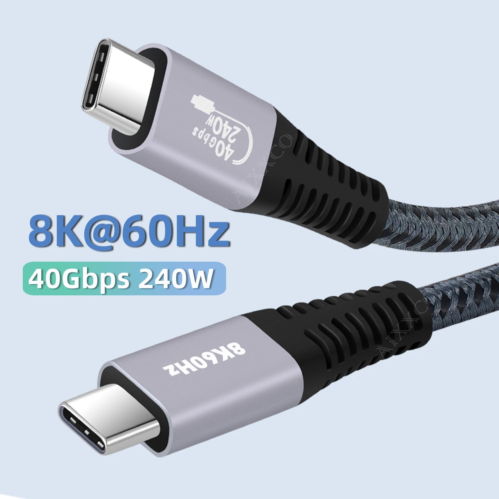 USB C кабель 1 м, 40 Гбит/с, 240 Вт, 8K@60Hz