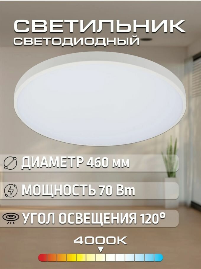 Светильник потолочный светодиодный Jazzway OPAL 70Вт 4000К 5600лм круг белый
