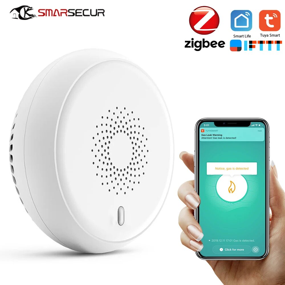 Мини-датчик газа ZigBee для умного дома бытовой детектор горючих газов природный детектор утечки CH4 тестер утечки газа удалённый контроль через приложение Tuya-