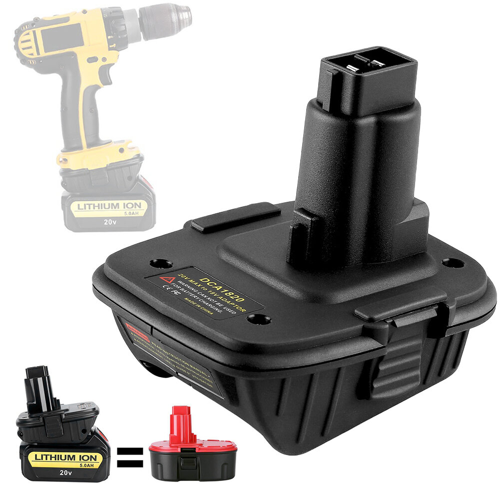 DCA1820 позволяет использовать литий-ионный аккумулятор Dewalt 20 В в качестве никель-кадмиевого аккумулятора 18 В