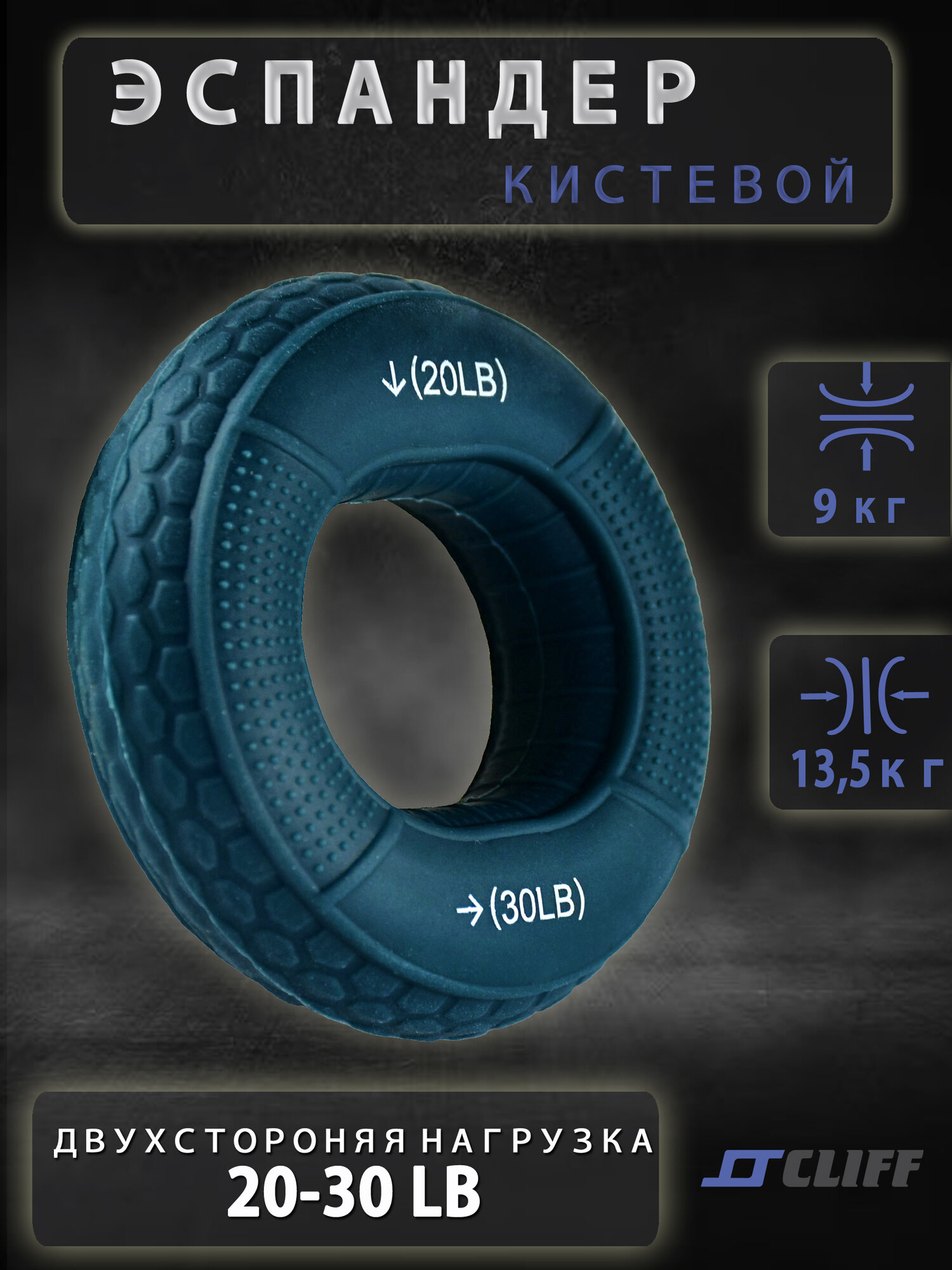 Эспандер кистевой кольцо с двухсторонней нагрузкой 20-30 LB (9-13,5кг)