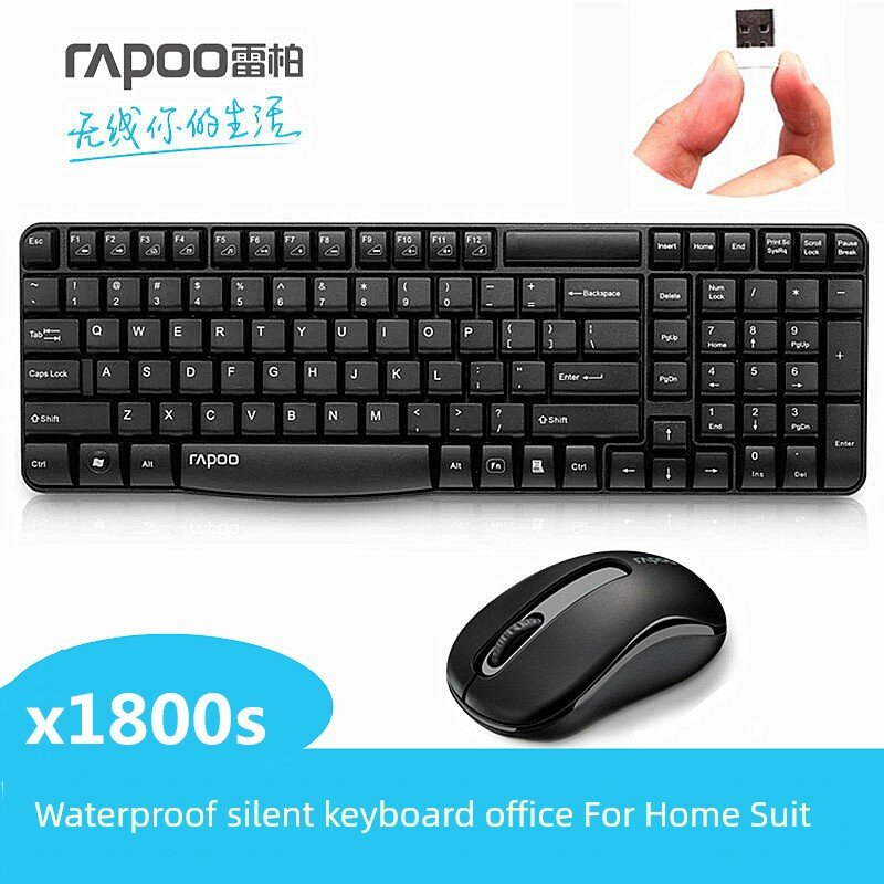 Rapoo X1800s Беспроводная клавиатура и мышь для офиса и игр, черная, для ноутбука