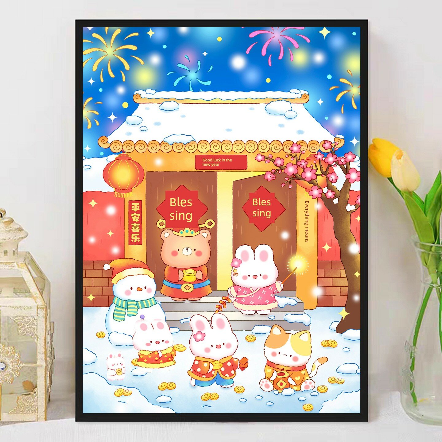Зелёная головоломка 300 деталей, 28x40 см с постером и чёрной рамкой