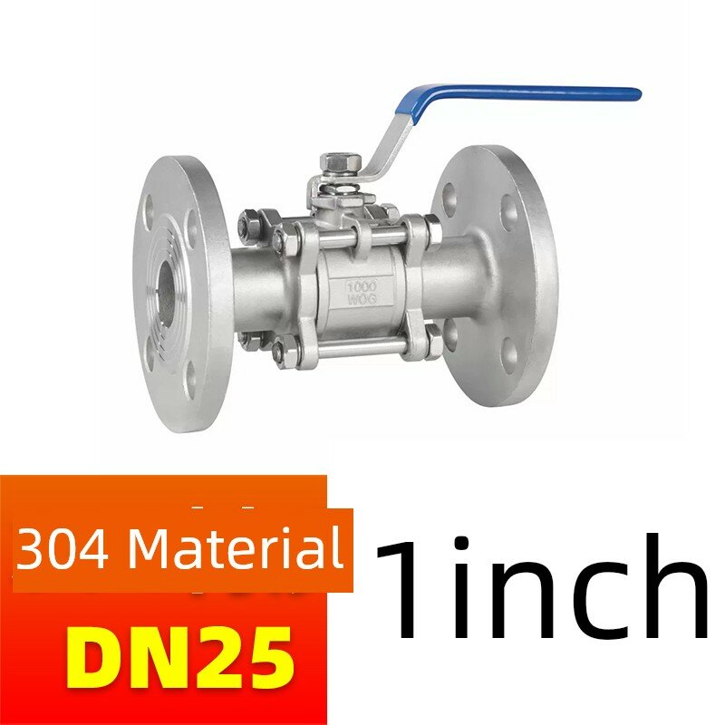 304 Нержавеющая сталь трехсоставной фланцевый шаровой кран DN25, ручное управление, устойчивость к давлению для труб