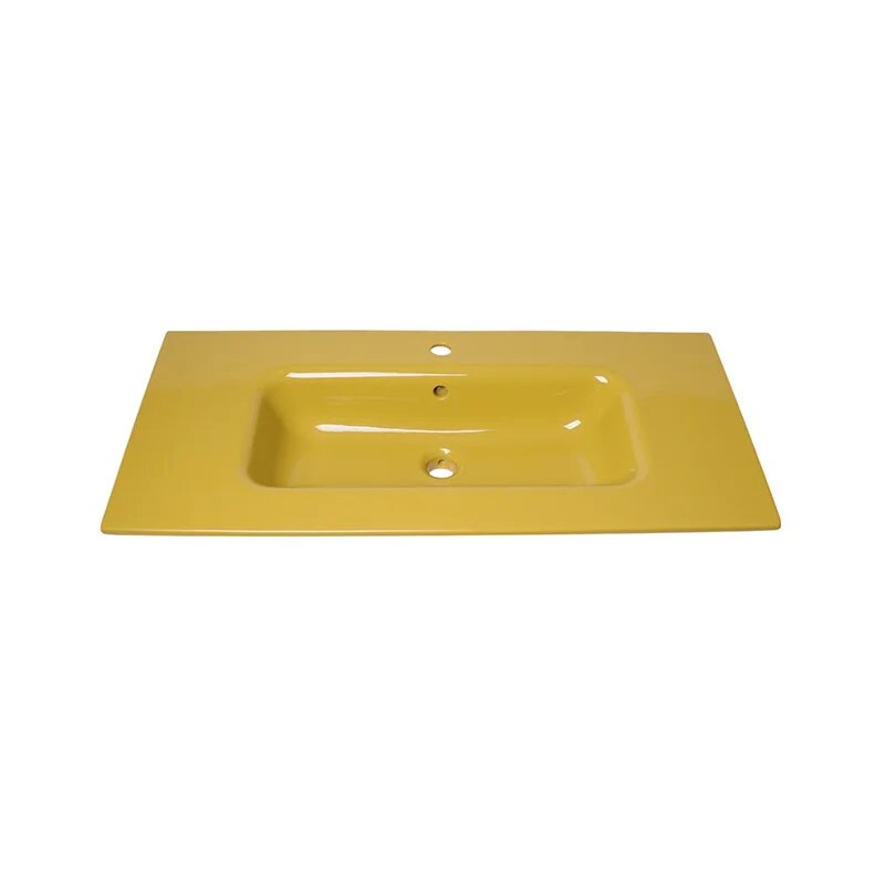 Мебельная раковина Plumberia Selection Ixo ceramica 101 накладная, фарфоровая, со встроенным сливом-переливом, глянцевая, раковина для ванной, прямоугольная