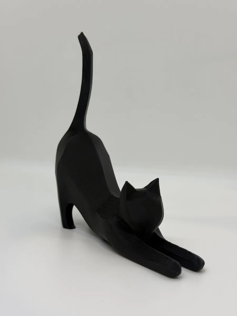 Статуэтка Rina Kionni "Черная кошечка", пластик, 3D-печать, черная, 11см