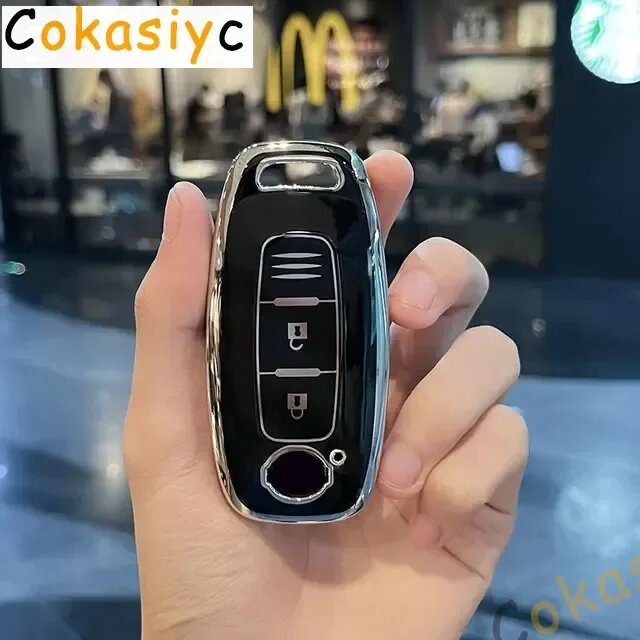 Черный чехол для ключа Nissan X-Trail Qashqai Teana