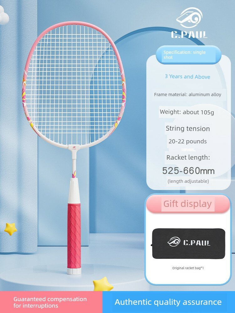 Children's Badminton Racket, Genuine, Professional, Durable, Single and Double Rackets, Ultra-Light, Retractable,