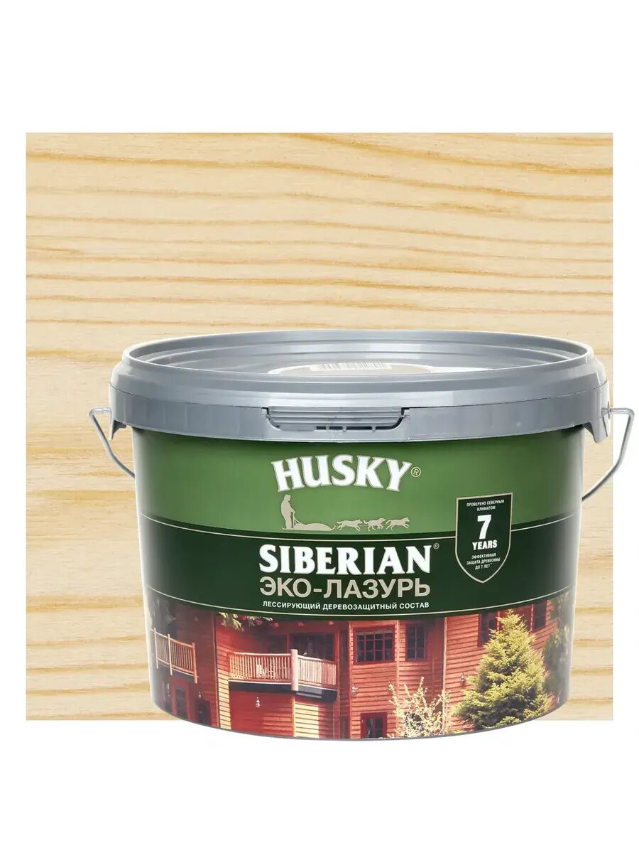 Эко-лазурь Husky Siberian полуматовая цвет бесцветный 2.5 л