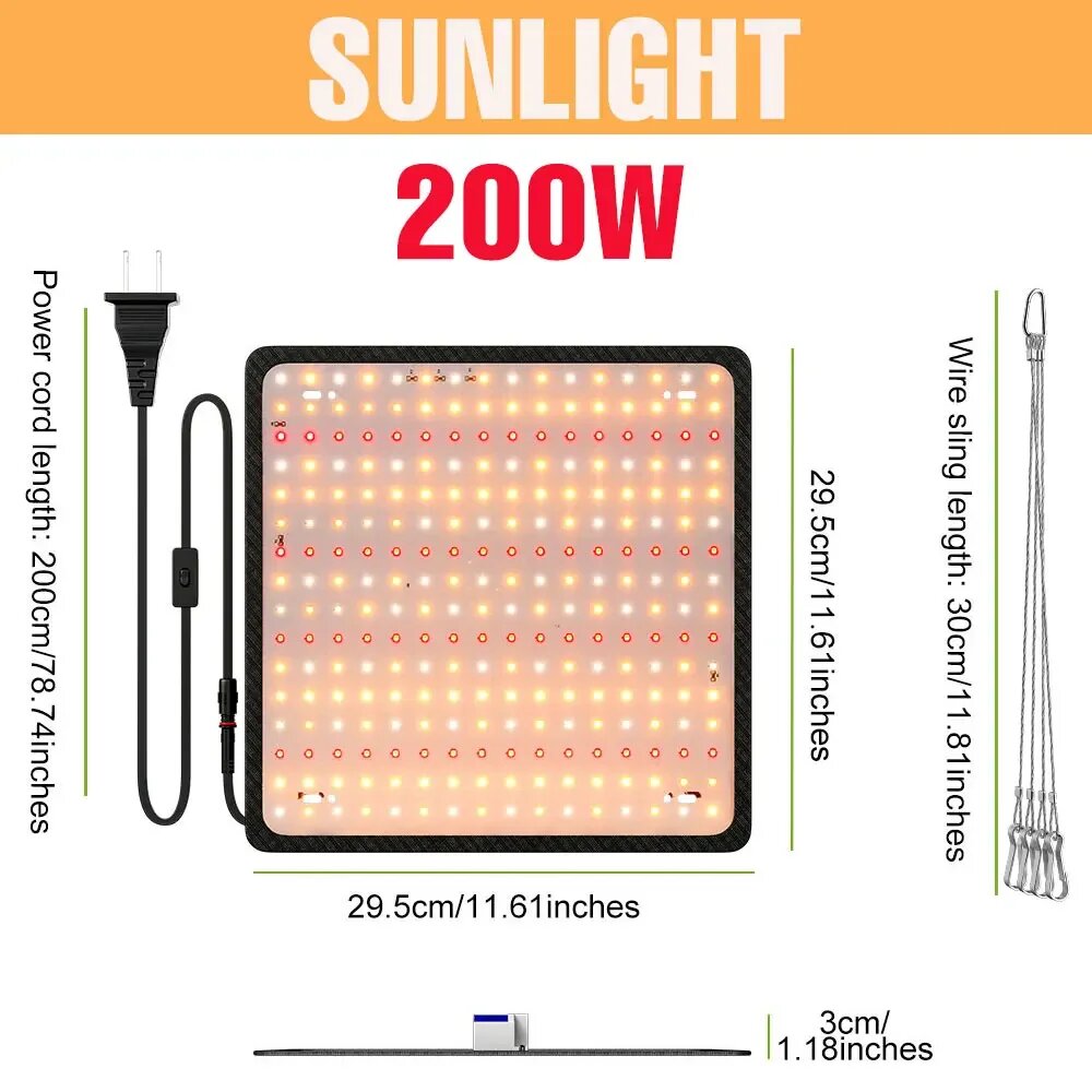Фитолампа Sunlight 200W для растений, US plug