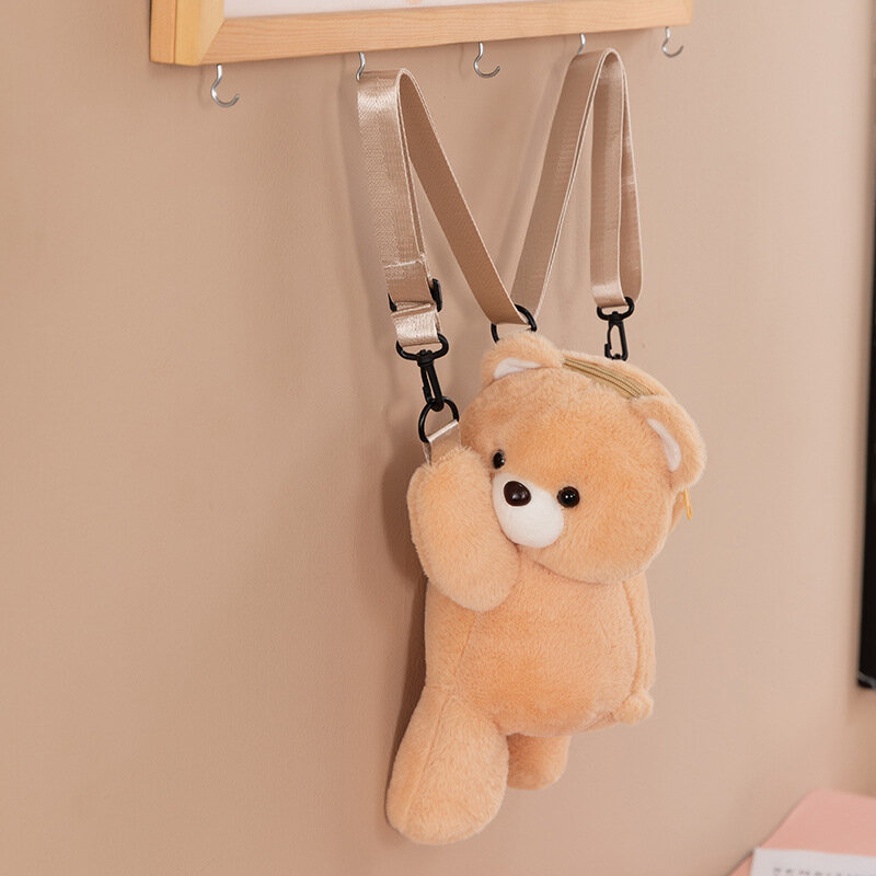 Рюкзак через плечо с плюшевой игрушкой-куклой Cute Teddy Bear, светло-коричневый, 30 см