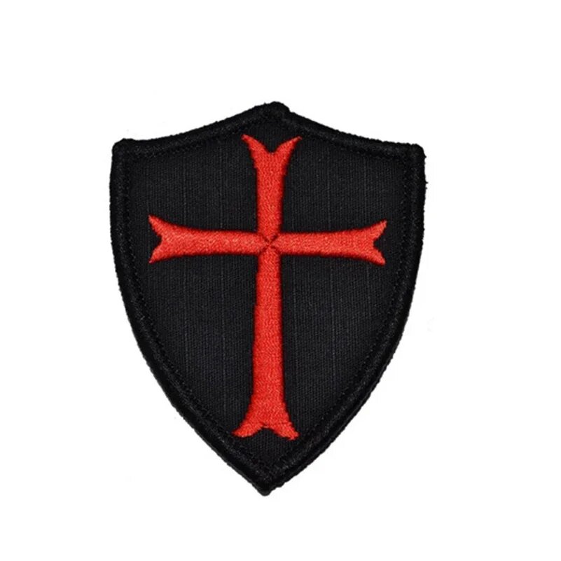 Нашивка крест рыцаря, черный, 7.5x6.3 см