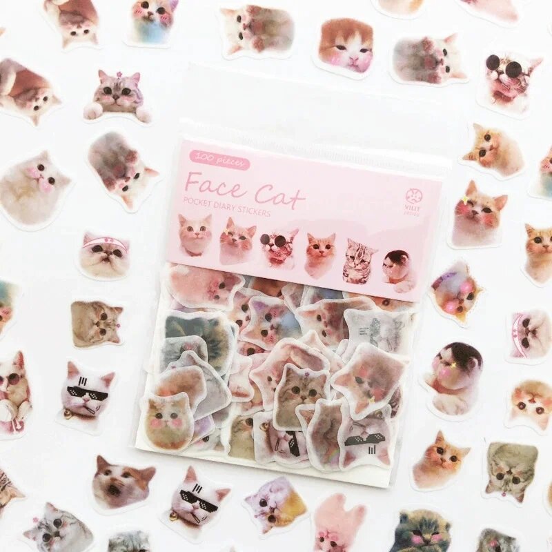 Наклейки Face Cat, 100 шт, цвет 3