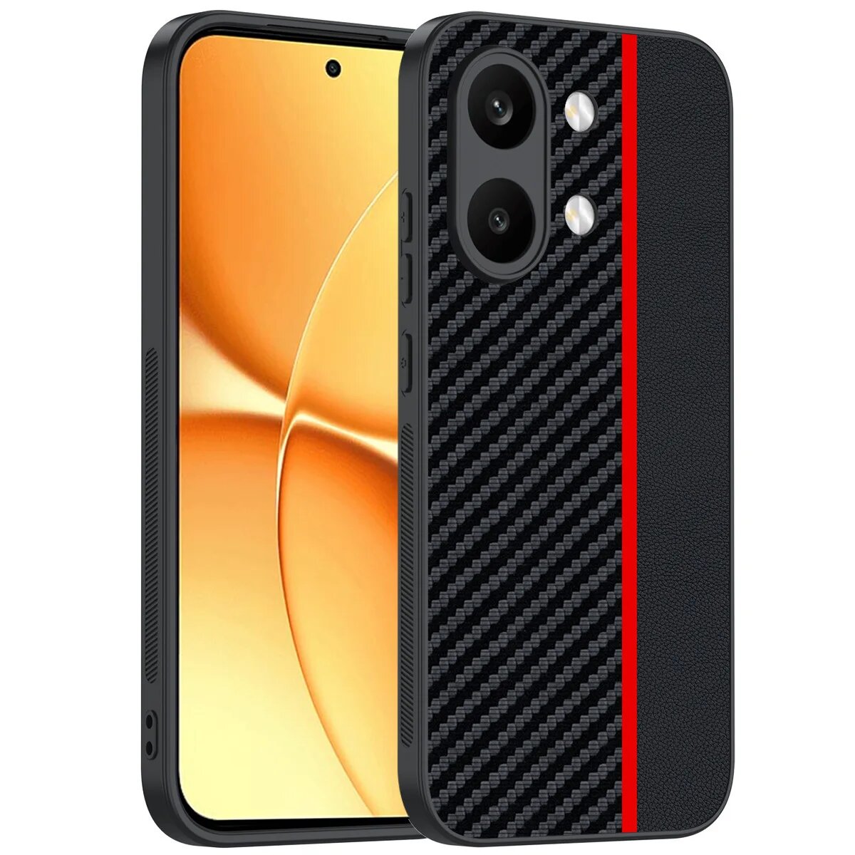 Чехол для POCO X8 Pro, Splicing Red, карбон