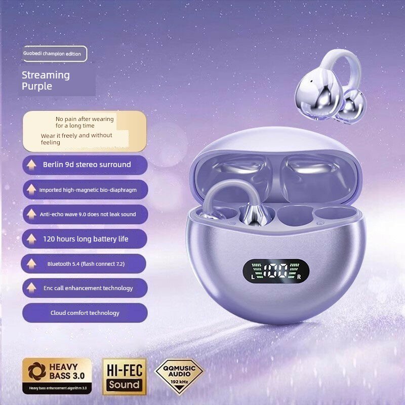 Bluetooth-наушники Luminous Purple с Берлин 9D стереозвуком, 120 часов автономности и герметичным дизайном