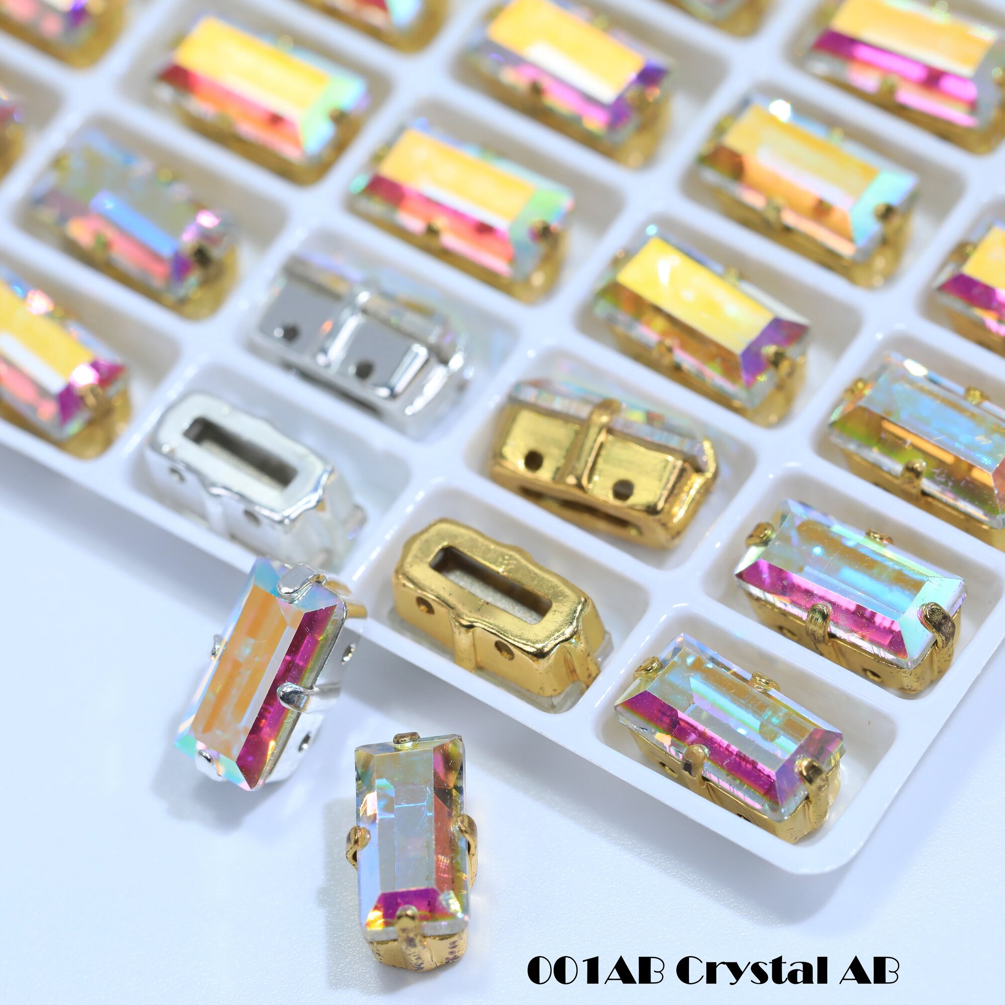 Кристаллы багеты AB Crystal AB, Silver Claw