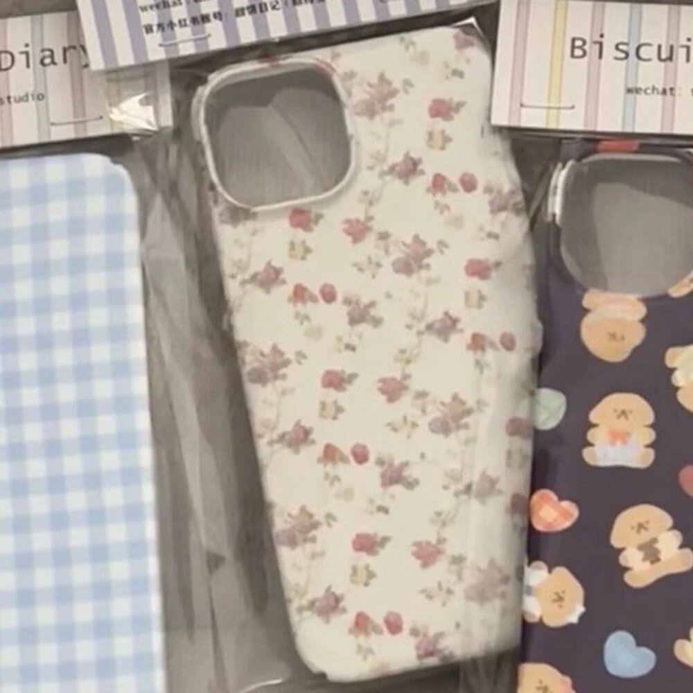 Чехол LALA Little Bear с цветочным принтом для iPhone 17 16 15 14 13 12 11 Air Pro Max X XS XR XSMax 7 8 Plus, глянцевая пленка, жесткий ПК-пластик