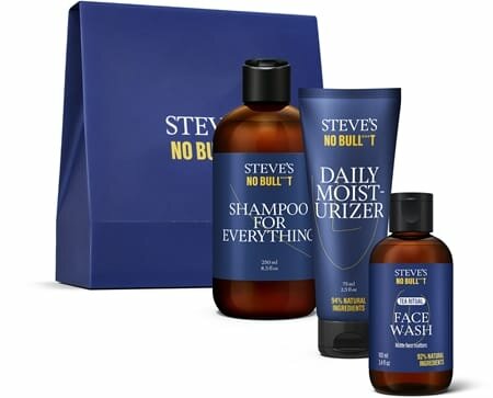 Набор уходовой косметики Steve's Fresh Face All Day для мужчин, шампунь для волос и бороды 250 мл, увлажняющий крем на день 75 мл, очищающий гель для лица 100 мл