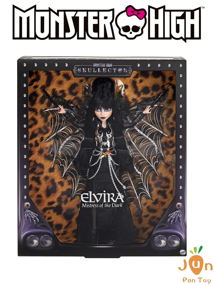 Монстр хай, Шарнирная кукла, Monster High Skullector Elvira Mistress of the Dark Doll HYV99 /28-сантиметровая кукла одета в черное платье с культовыми аксессуарами, Подарок девушке на день рождения