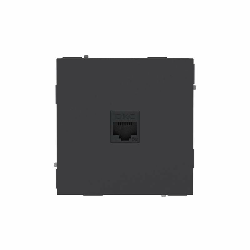 Розетка компьютерная 1-м KANT RJ45 кат.5E без шторки черн. уголь DKC 7012663
