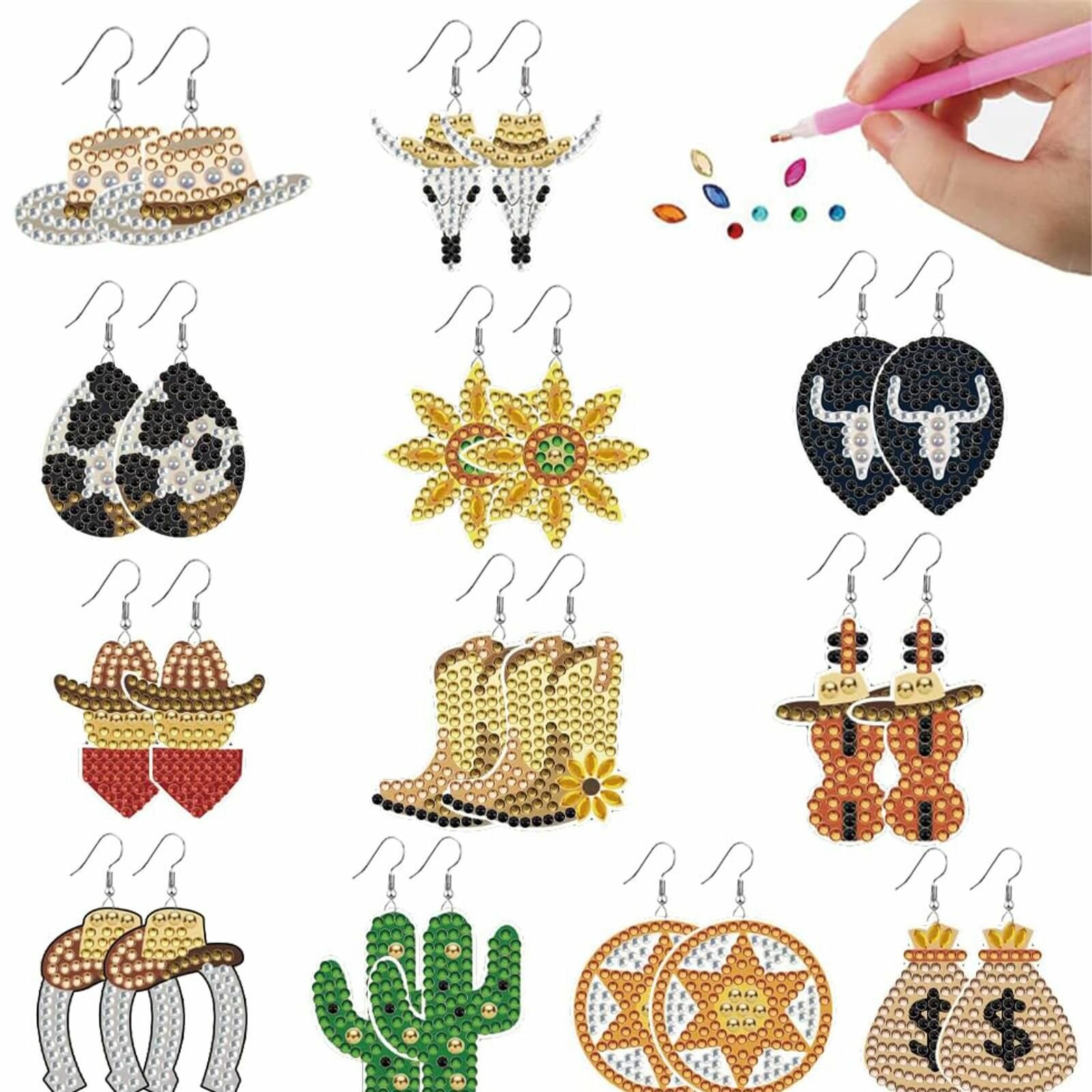 Диамантные серьги DIY Cowboy из смолы, комплект из 12 пар