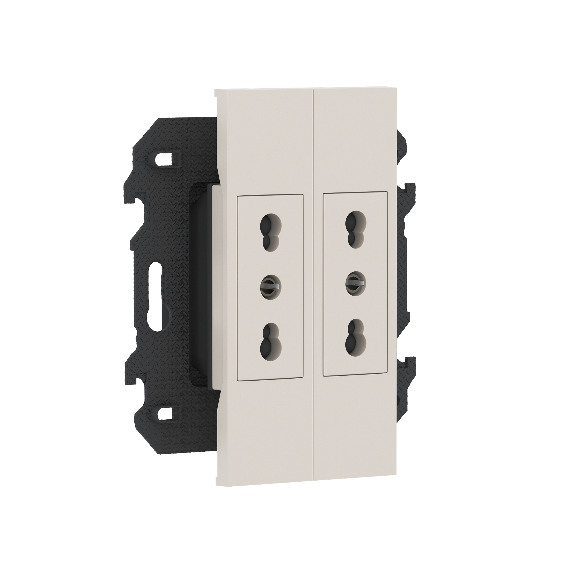 Розетка на 220v для двух узких вилок, без заземления, шторки, 16А, винты, цвет песочный матовый, серия VGD