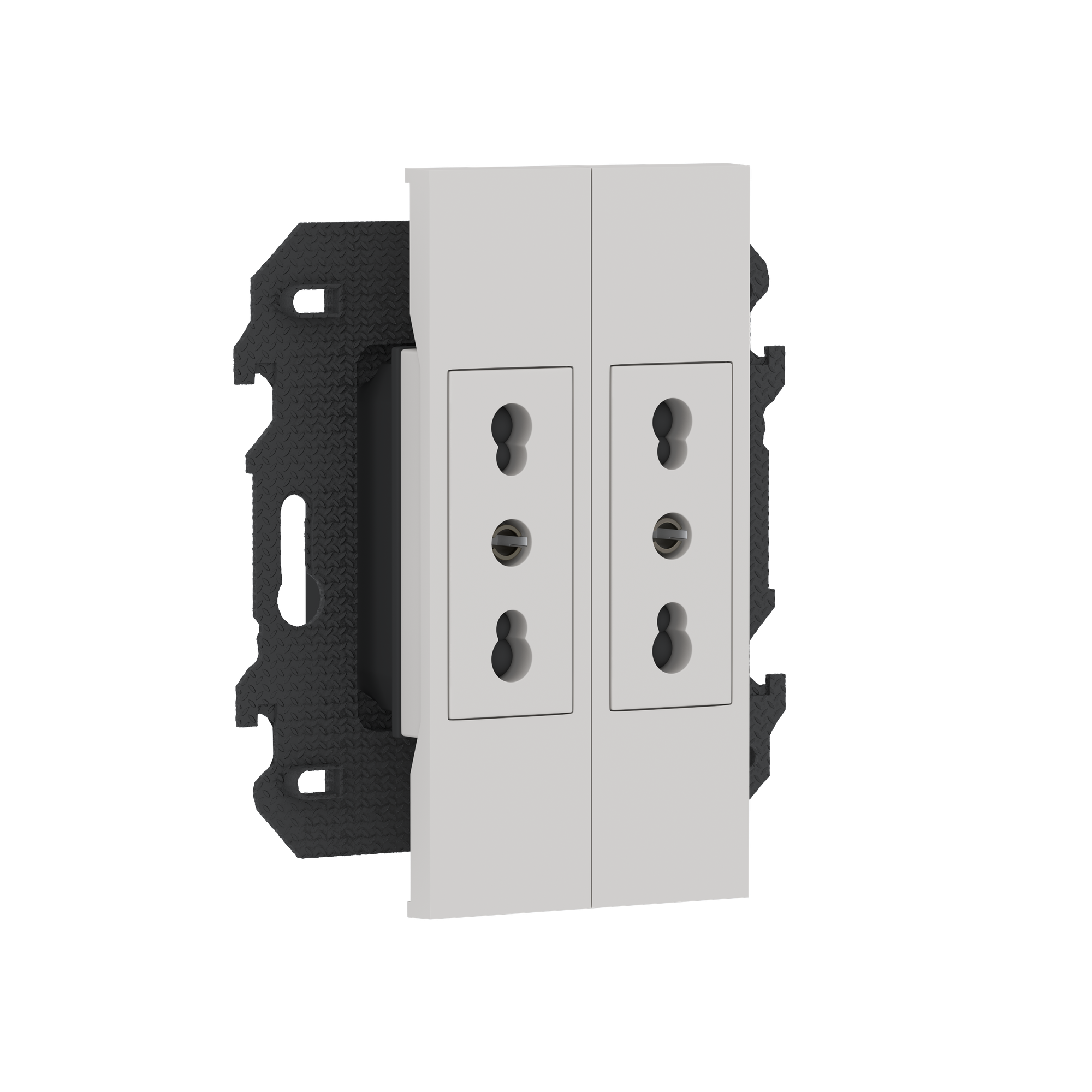 Розетка на 220v для двух узких вилок, без заземления, шторки, 16А, винты, цвет серый матовый, серия VGD