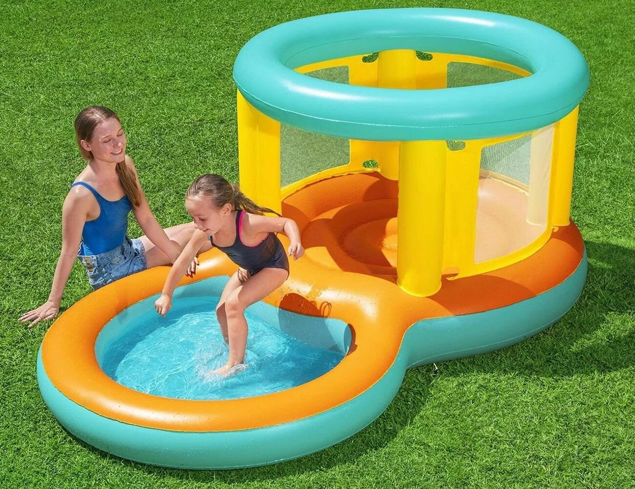 Надувной игровой бассейн с батутом Джамптопия (Jumptopia), 239x142x102 см, от 3 до 6 лет, Бествей (BestWay), 52385