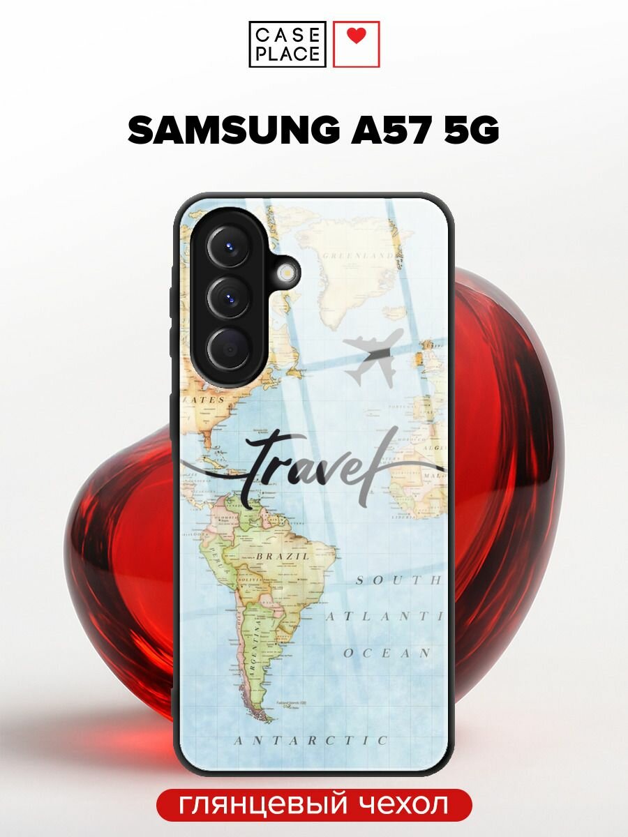 Чехол на Samsung Galaxy A57 5G / Самсунг Галакси А57 5G с принтом "Карта мира Travel"
