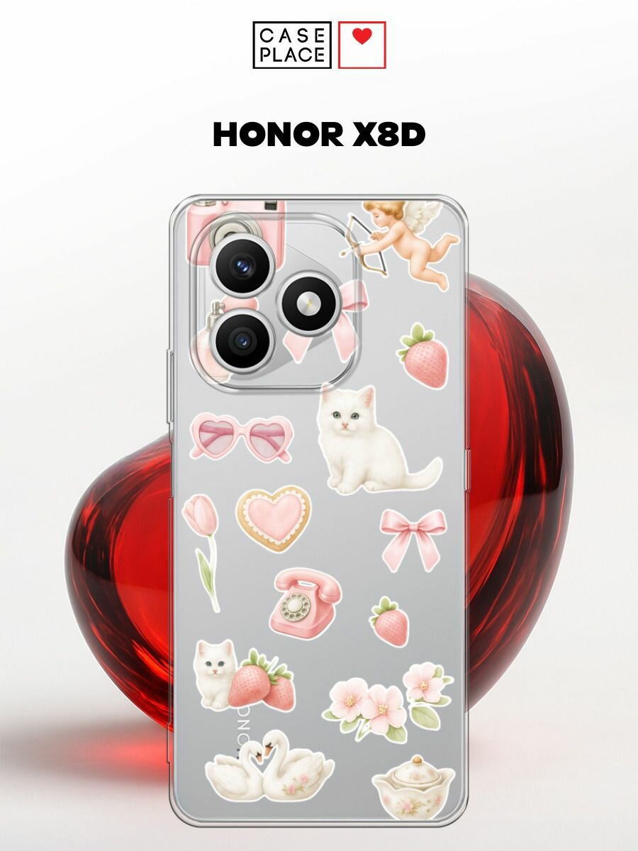 Силиконовый чехол на Honor X8d / Хонор X8d с принтом Коллаж для девочки