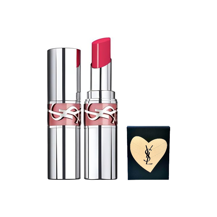 Губная помада женская SAINT LAURENT Round Tube Silver Pink Tube Glossy Natural Nourishing 3.2G, оттенок #201 Lazy Peach
