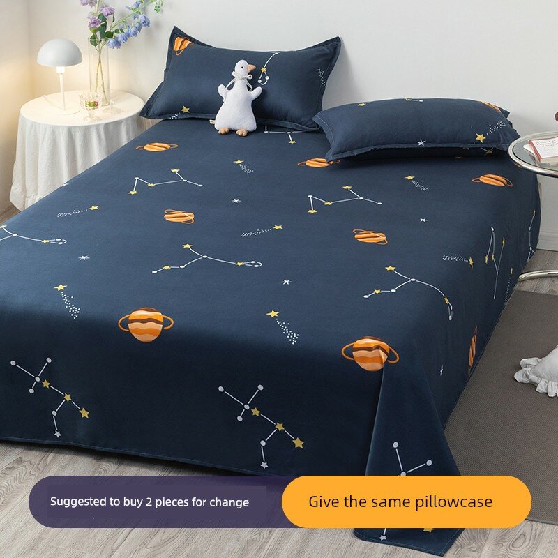 Single Bed Sheet for Summer Student Dormitory, Single Size, 1.68m m Non-Cotton Pure Cotton Bed Sheet and Pillowcase