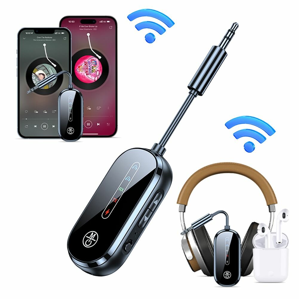 Bluetooth-приёмопередатчик 5.4, 2 в 1, компактный, низкая задержка, интеллектуальное шумоподавление