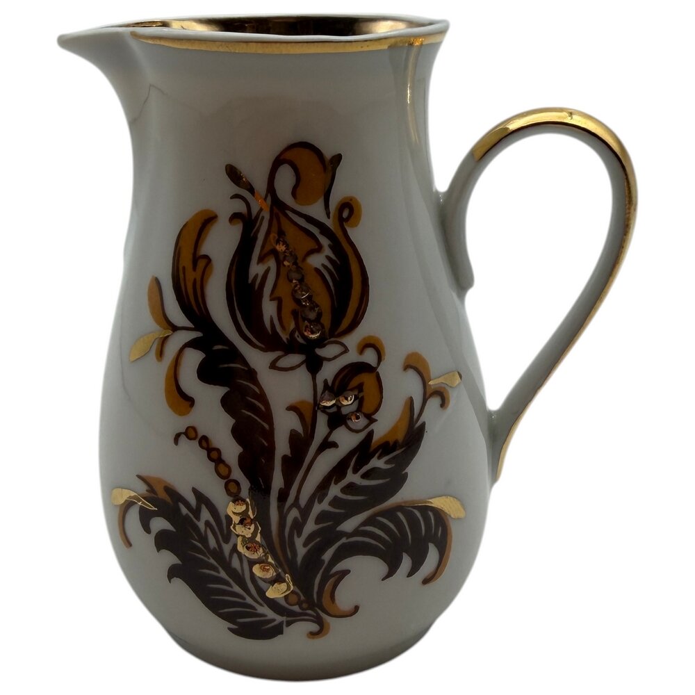 Сливочник "Чертополох", 150 мл, ручная роспись, 1970-1980 гг, Рижский ФЗ, Рига, СССР