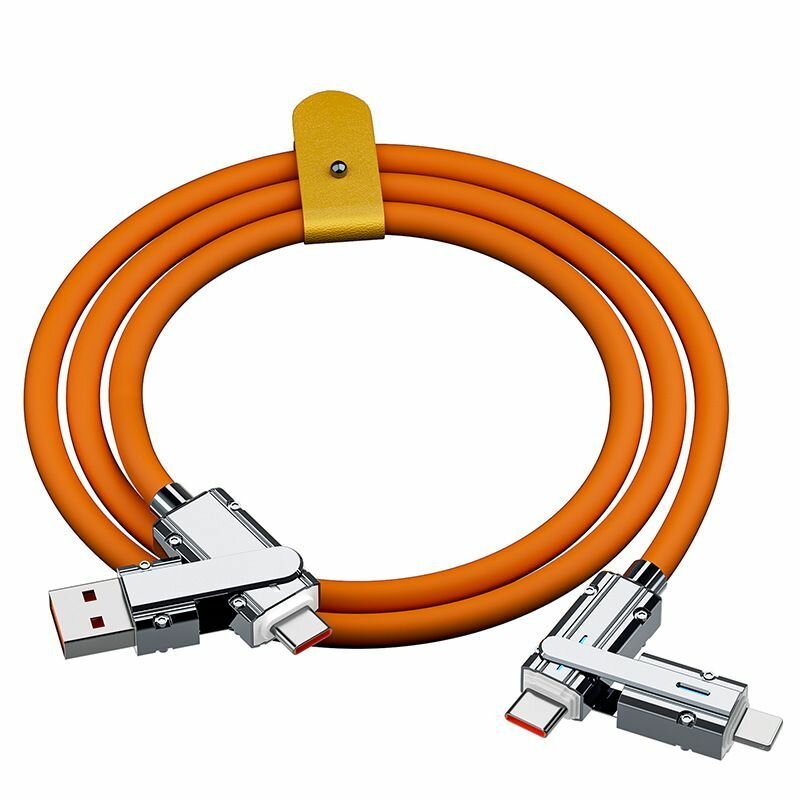 Кабель HB-H 4в1, для Apple, USB Type-C, двухсторонний коннектор, 66 Вт, 1 м, оранжевый