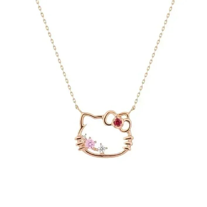 Очаровательное и элегантное колье Hello Kitty в форме сердца от Sanrio, милая ажурная цепочка на ключицу для девочек, идеальный подарок на День святого Валентина.
