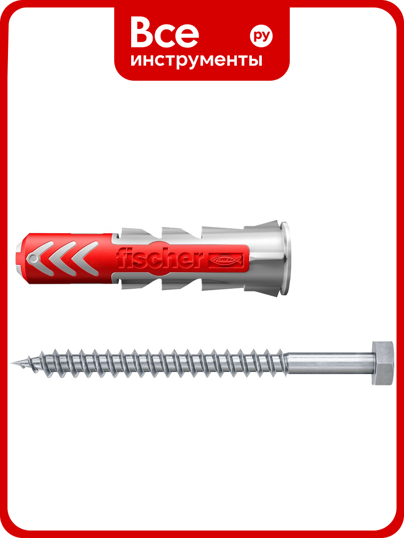 Дюбель с шурупом Fischer DUOPOWER 12x60 577273 для бетонных и кирпичных стен, оцинкированный стальной шуруп