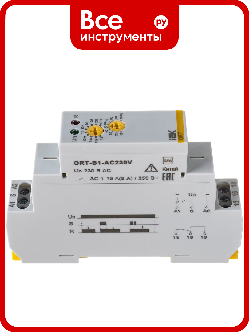 Реле задержки выключения IEK ORT. 1 конт. 230 В AС ORT-B1-AC230V