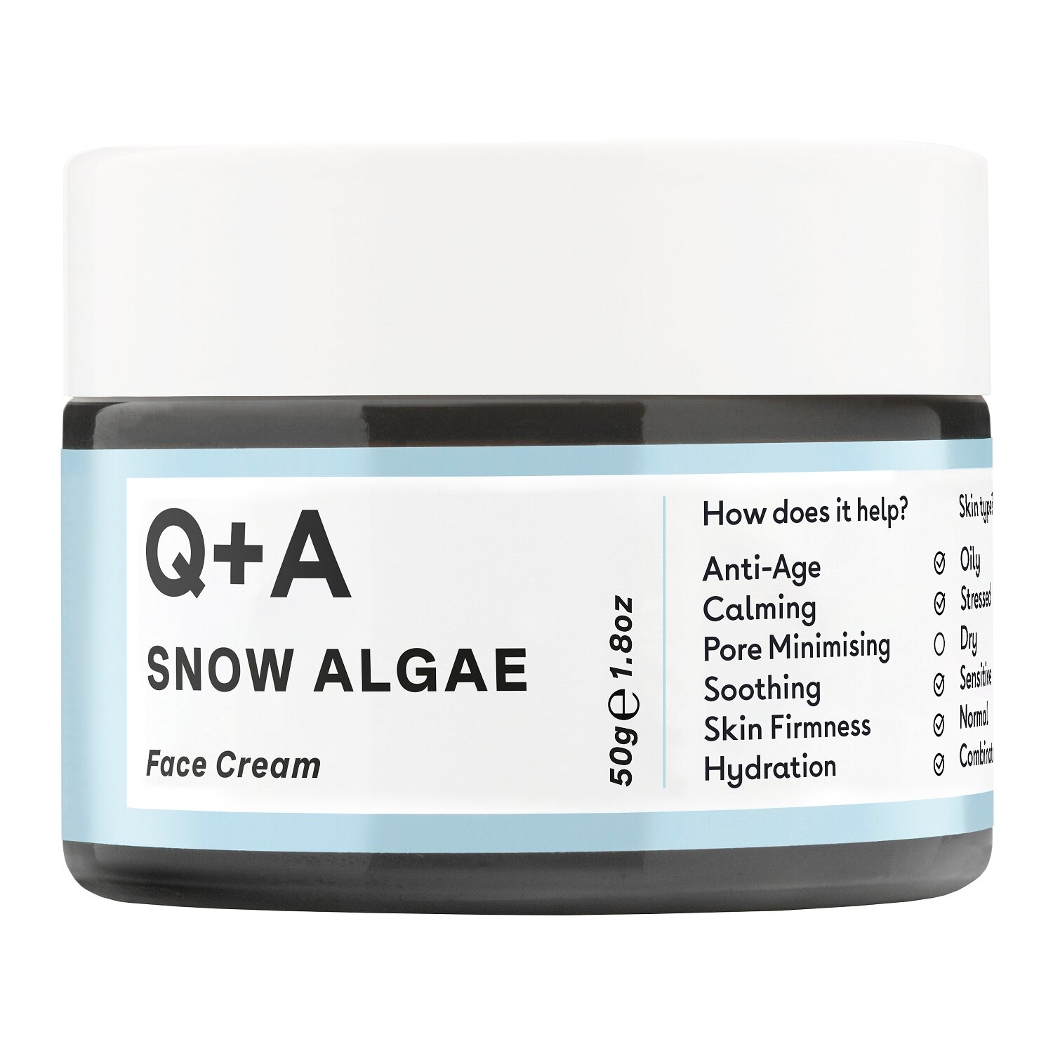 Q+A Snow Algae Увлажняющий крем для лица 50 мл