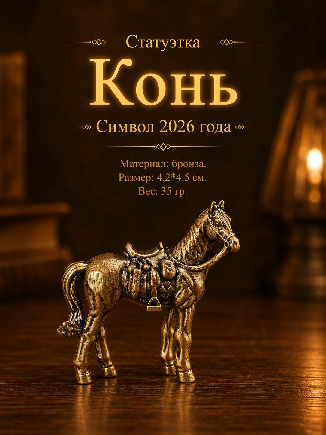 Статуэтка "Конь" Фэн-Шуй, Бронза (4.2*4.5 см.)